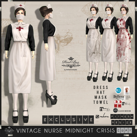 Second Life Marketplace - PIXEL BOX - Vintage Nurse MIDNIGHT CRISIS ...