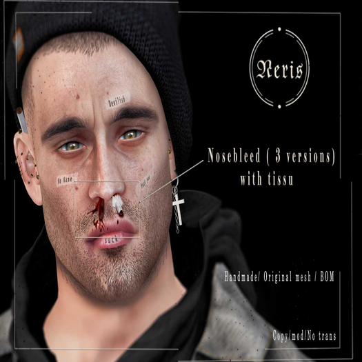 Second Life Marketplace - Neris. bloody nose with tissu (M)