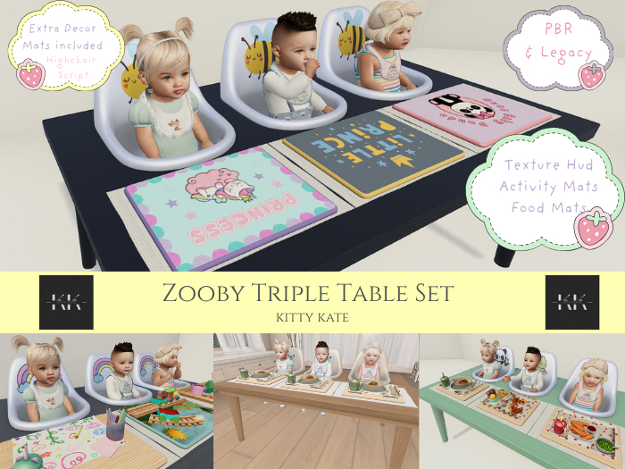 Second Life Marketplace - {KK} Zooby Triple Toddler Table ~ For zooby ...