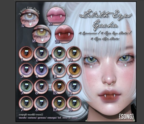 Second Life Marketplace - 8. {S0NG} Lilith Eyes : Blue Mist - COMMON