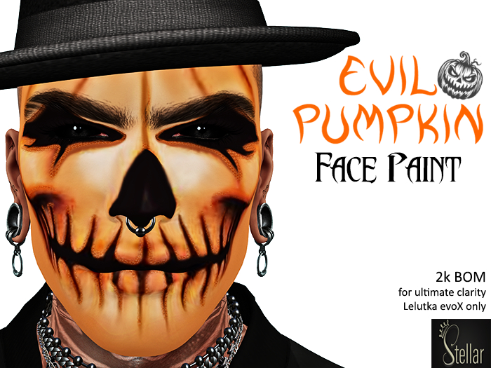 Second Life Marketplace - [Stellar] Evil Pumpkin Face Paint (evoX BOM)