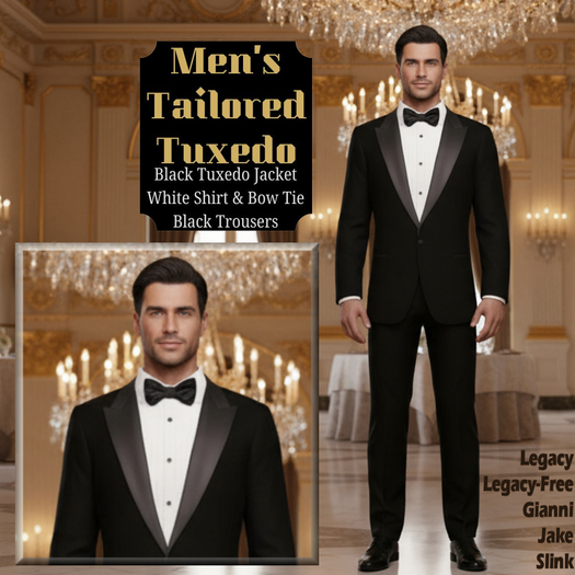 Second Life Marketplace - Men’s Tailored Black Tuxedo Suit– Formal Suit ...