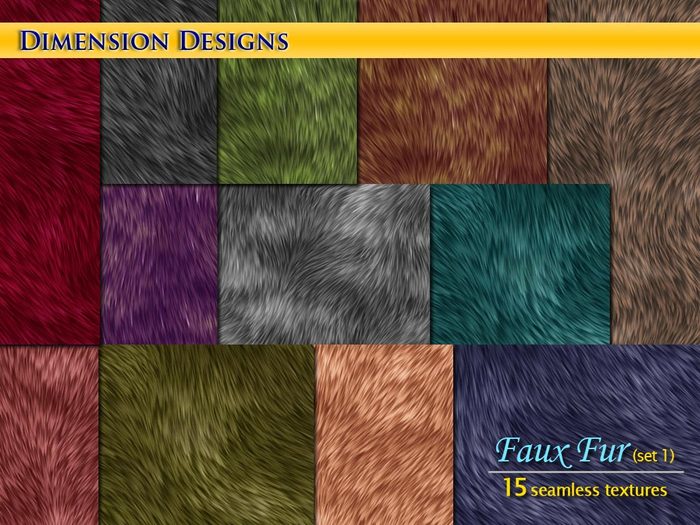 Second Life Marketplace - Dimension Designs 15 Faux Fur Textures Set 1