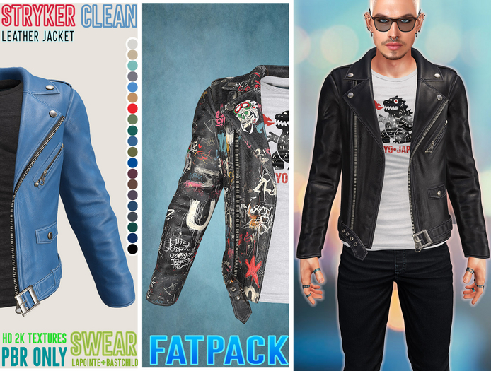 Second Life Marketplace - Leather Jacket - Stryker - PBR CLEAN