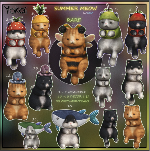 Second Life Marketplace - 5.YOKAI - Summer Meow GACHA - Apple Meow [red]