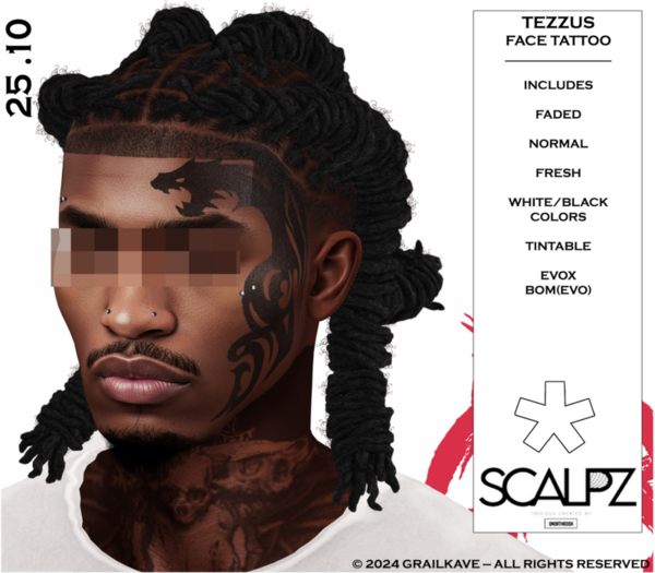 Second Life Marketplace - [GK] TEZZUS FACE TATTOO [ADD ME]