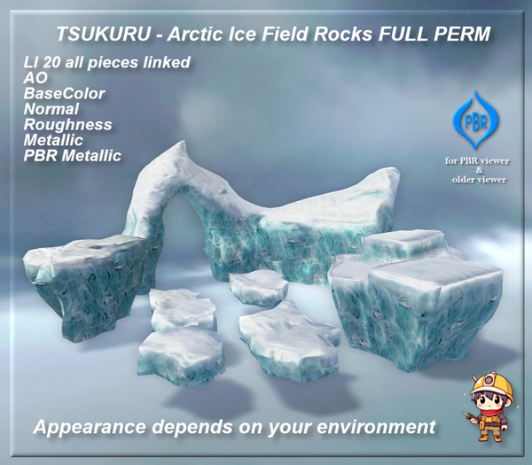 Second Life Marketplace - TSUKURU - Arctic Ice Field Rocks FULL PERM