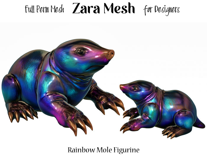 Second Life Marketplace - ZM PBR Rainbow Mole Figurine FULL PERM MESH