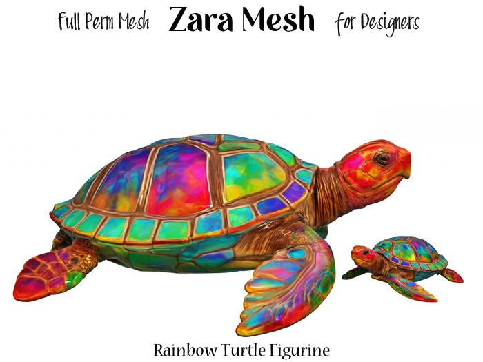 Second Life Marketplace - ZM PBR Rainbow Turtle Figurine FULL PERM MESH