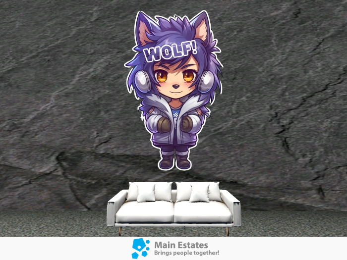 Second Life Marketplace - Wall Emote Artwork – Wolf! Chibi Style ...