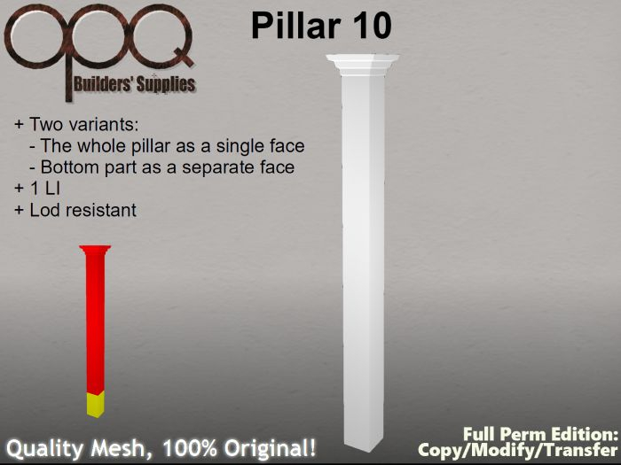Second Life Marketplace - Square Pillar with Wide Capital - OPQ Pillar 10