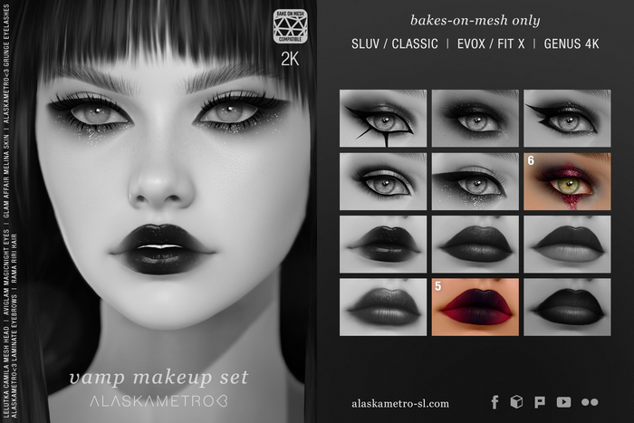 Second Life Marketplace - "Vamp" 2K BOM makeup TESTER | EvoX | SLUV ...