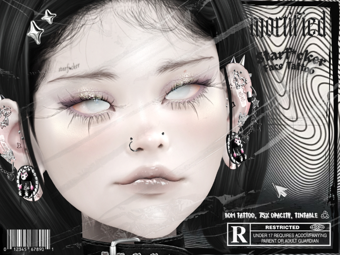 Second Life Marketplace - ~mortified~ starf*cker Face Tattoo [lel EVOX]