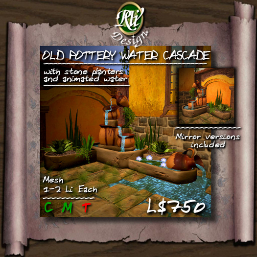 Second Life Marketplace - *** Old Pottery Water Cascade with Planters ...