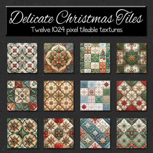 Second Life Marketplace - *Wallflowers* Delicate Christmas Tiles