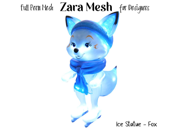 Second Life Marketplace - ZM PBR Ice Statue - Skating Fox FULL PERM MESH
