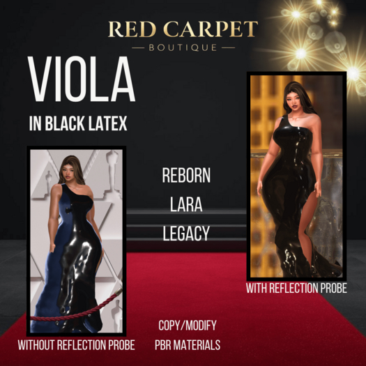 Second Life Marketplace - Red Carpet Viola PBR Gown Black Latex