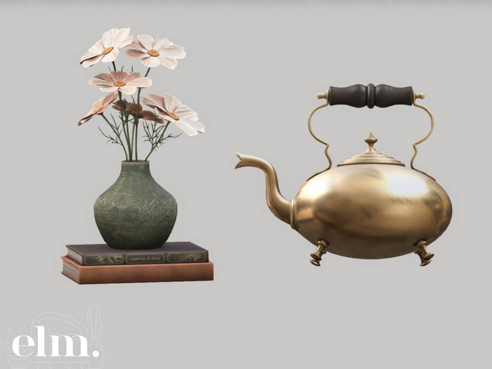 Second Life Marketplace - Elm. Phoebe Shelf & Decor//Books & Kettle