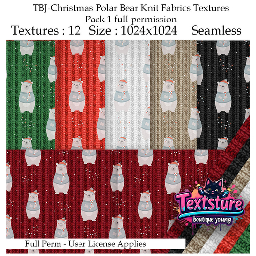 Second Life Marketplace - TBJ-Christmas Polar Bear Knit Fabrics ...
