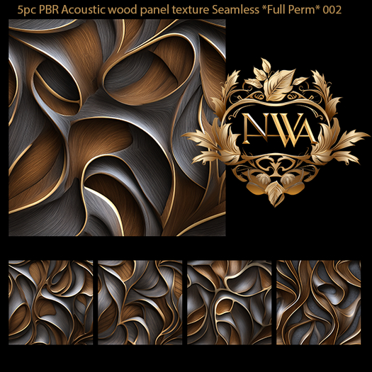 Second Life Marketplace - 5pc PBR 2K Acoustic wood panel texture ...