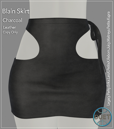 Second Life Marketplace - Duet Blain Skirt Chacoal Leather
