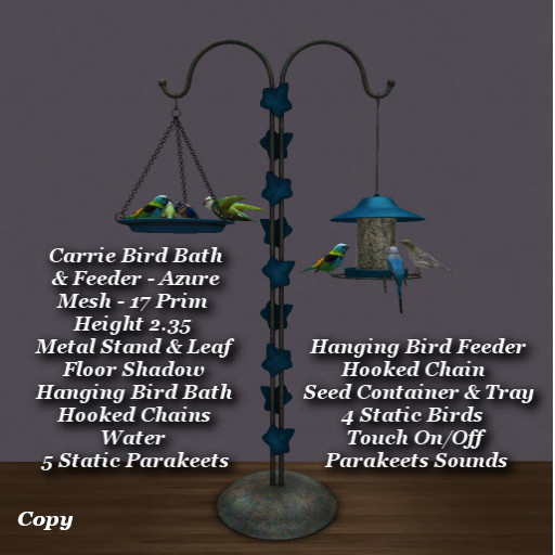 Second Life Marketplace - Carrie Bird Bath & Feeder Azure1
