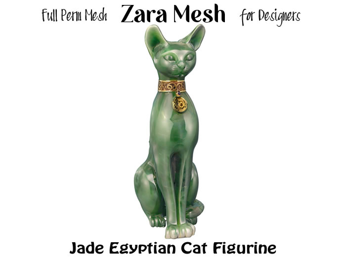 Second Life Marketplace - ZM PBR Jade Egyptian Cat Figurine FULL PERM MESH