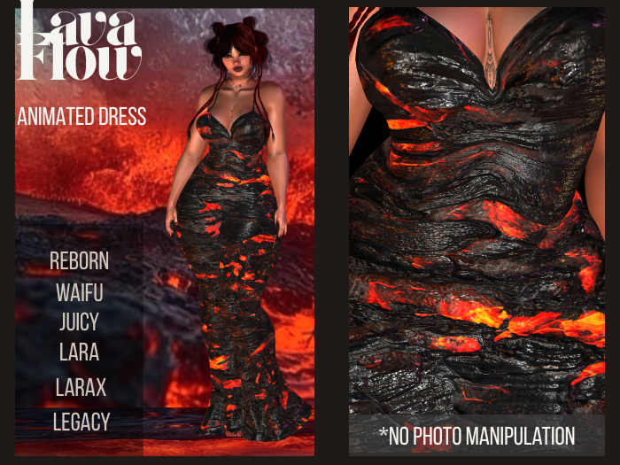 Second Life Marketplace - Red Carpet The Lava Flow - Animated Dress