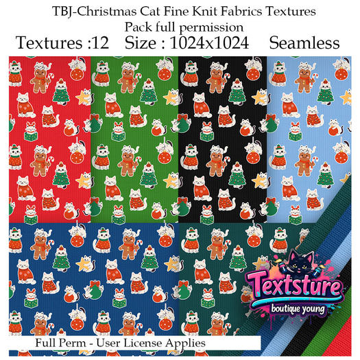 Second Life Marketplace - TBJ-Christmas Cat Fine Knit Fabrics Textures ...