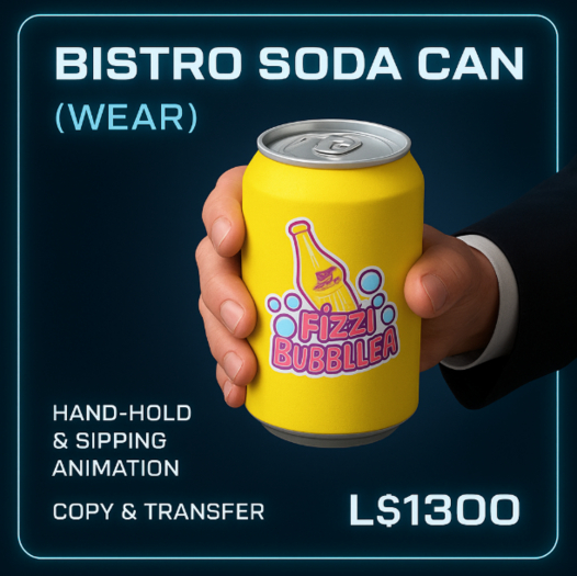 Second Life Marketplace - Bistro Soda Can (Wear) by Jubaerk – Ultra ...