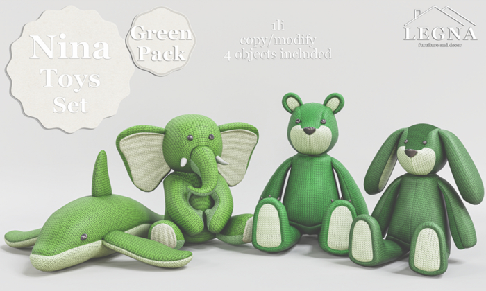 Second Life Marketplace - - Legna - Nina Toys Set (Green Pack)