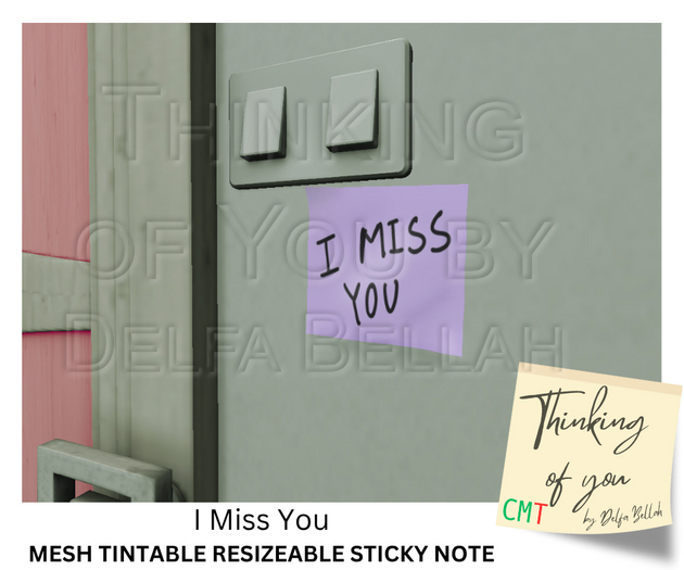 Second Life Marketplace - I MISS YOU - Thinking of You Sticky Note