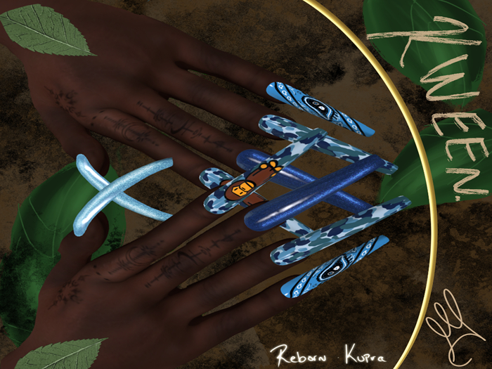 Second Life Marketplace - [KWEEN] Bapey Nails Blue (XL Coffin)