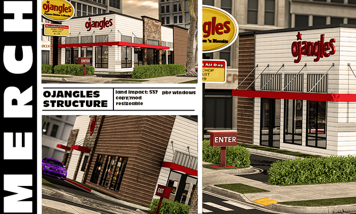 Second Life Marketplace - M E R C H- OJANGLES FAST FOOD STRUCTURE (ADD ME)
