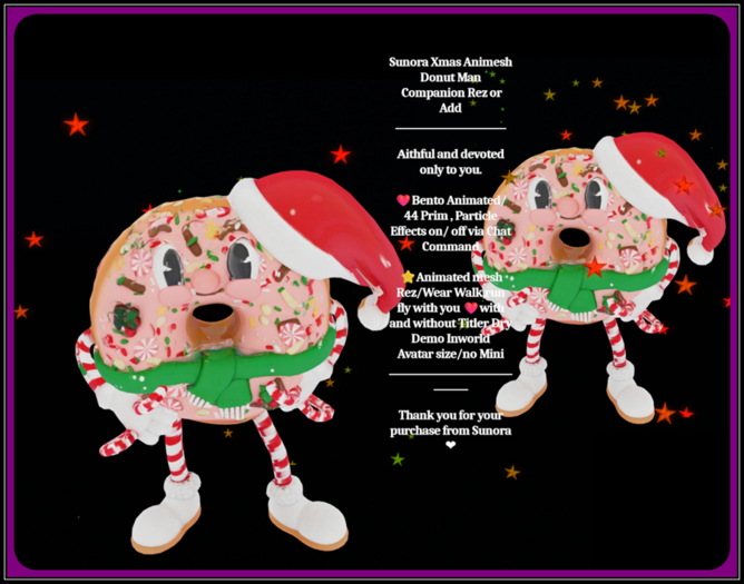 Second Life Marketplace - Sunora Xmas Animesh Donut Man Companion Rez ...