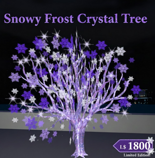 Second Life Marketplace - Snowy Frost Crystal Tree | Animated Snowfall ...