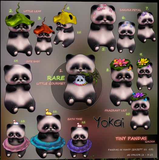 Second Life Marketplace - 4.YOKAI - Tiny Pandas GACHA - Little Leaf ...