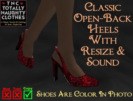 Second Life Marketplace - TNC Shoes - Classic Open-Back Glimmer Red