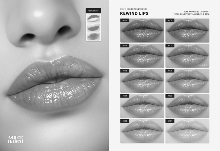 Second Life Marketplace - outernaked #evox - rewind lips [demo]