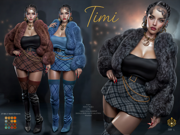 Second Life Marketplace - Timi, Complete Outfit , Fur Coat and Plaids ...