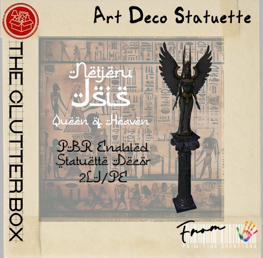 Second Life Marketplace - TCB - Decor - Art Deco Egyptian Statue Isis