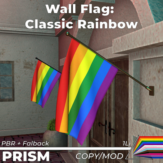 Second Life Marketplace - [PRISM] Wall Flag 1 - Classic Rainbow Pride ...