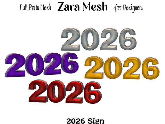 Second Life Marketplace - ZM PBR 2026 Sign FULL PERM MESH