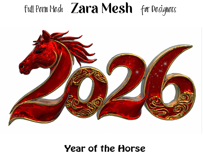 Second Life Marketplace - ZM PBR 2026 Year of the Horse Sign FULL PERM MESH