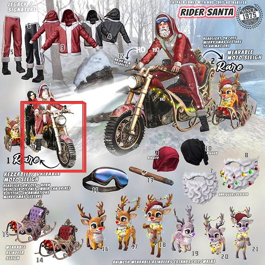 Second Life Marketplace - 01.[Since1975] Rider Santa- Moto Sleigh /Rez ...