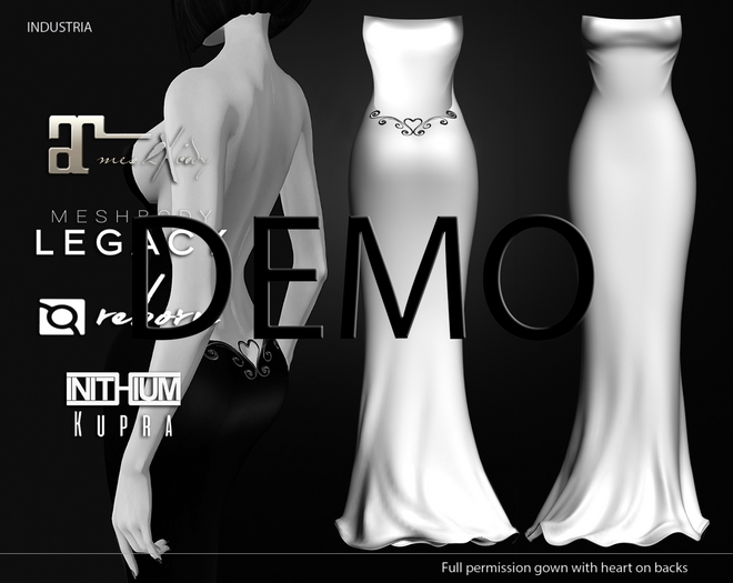 Second Life Marketplace - INDUSTRIA : Gown with heart on backs / DEMO