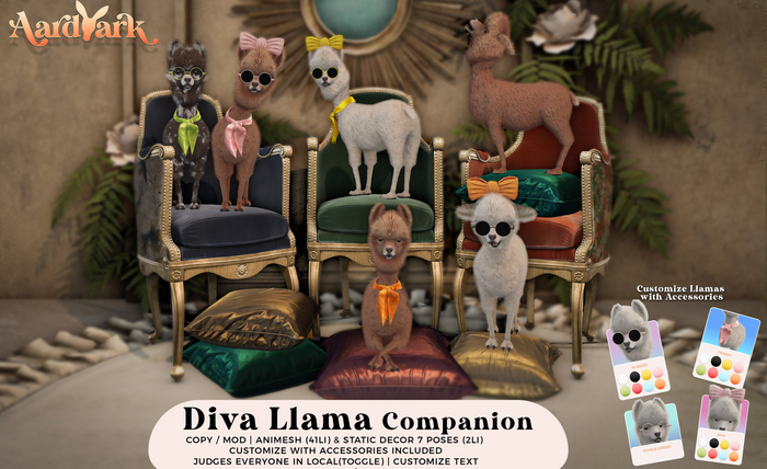Second Life Marketplace - Aardvark : Diva Llama companion - FATPACK