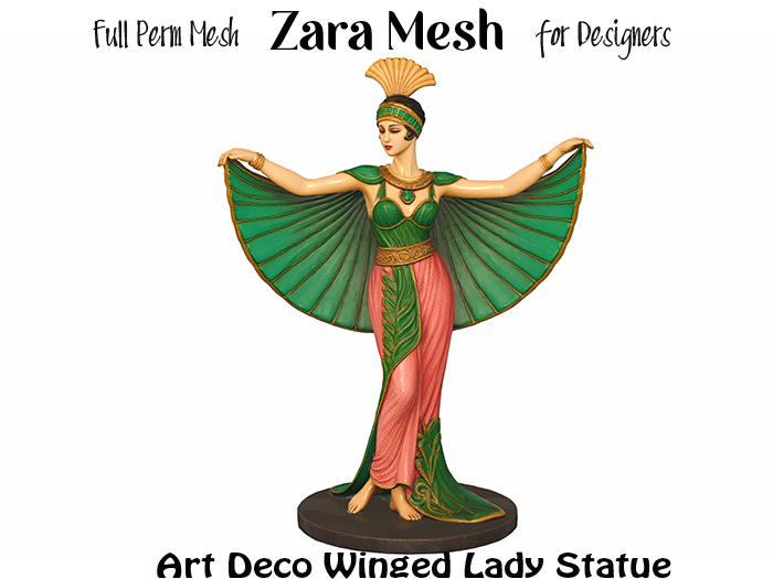 Second Life Marketplace - ZM PBR Art Deco Winged Lady Statue FULL PERM MESH