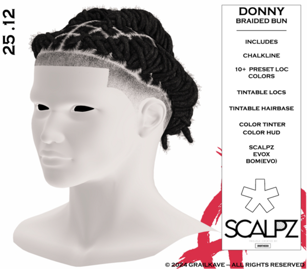 Second Life Marketplace - [GK] DONNY BRAIDED BUN [ADD ME]