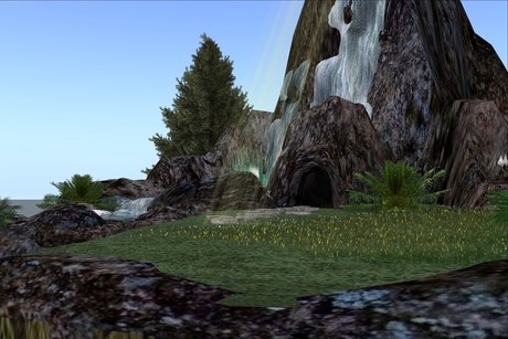 Second Life Marketplace - Mountain Waterfall Cave Skybox 64M
